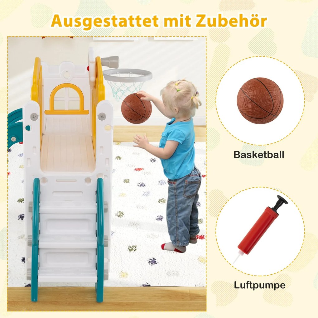 Costway Dětská skluzavka 9 v 1 Dětská skluzavka s basketbalovým