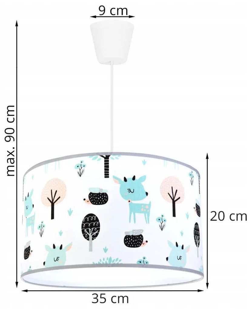 Dětské závěsné svítidlo Bambi, 1x textilní stínítko se vzorem