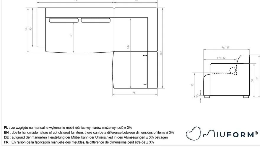 Krémová rohová pohovka (pravý roh) Flex Felix – Miuform