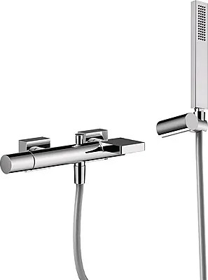 TRES - Jednopáková baterie pro vanu-sprchus kaskádou. Ruční sprcha s nastavitelným držákem, proti usaz. vod. kamene. Flexi had 21117001