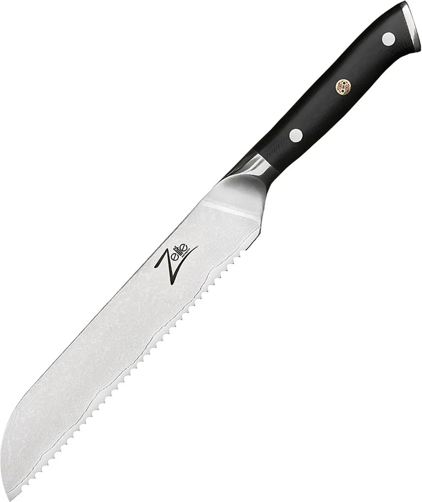 Zelite Infinity by Klarstein Alpha-Royal Japanese Series, 8" nůž na chléb, 18° zoubkovaný okraj, damašková ocel