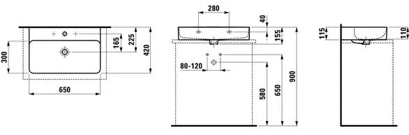 Laufen Val Umyvadlová mísa 65 cm, bílá matná H8162847571041