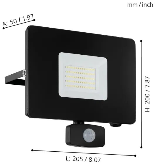 Eglo 97463 - LED Reflektor se senzorem FAEDO 3 LED/50W/230V IP44
