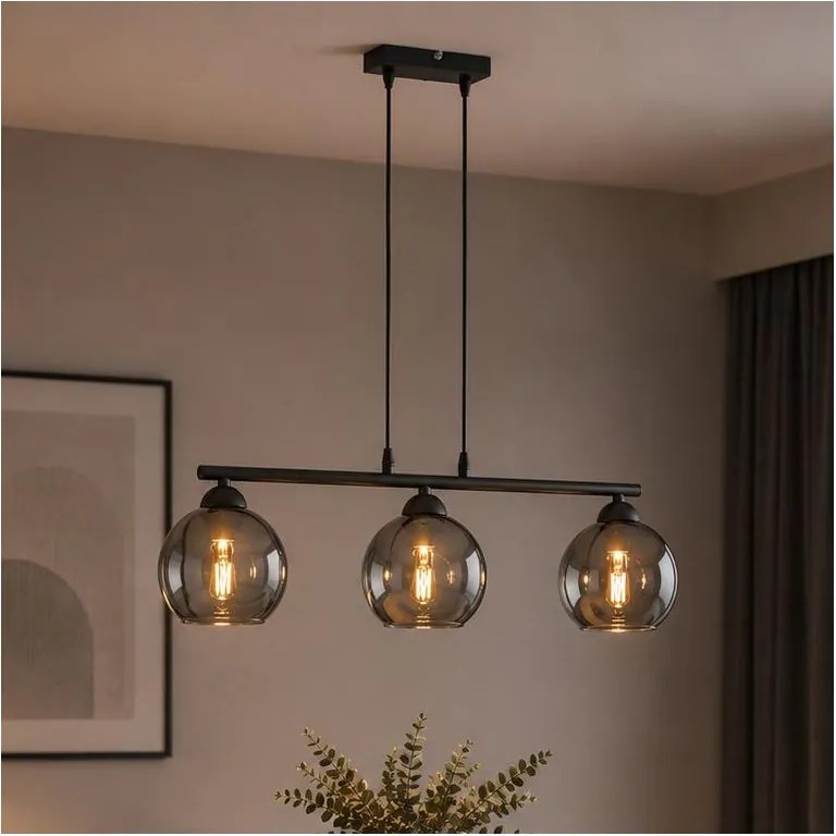 Brilagi - Lustr na lanku DIOR 3xE27/60W/230V černá/kouřová šedá