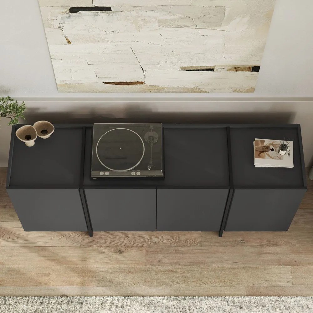 Antracitová komoda s dírou na kabely 180x80x45 cm Dorma – Kalune Design