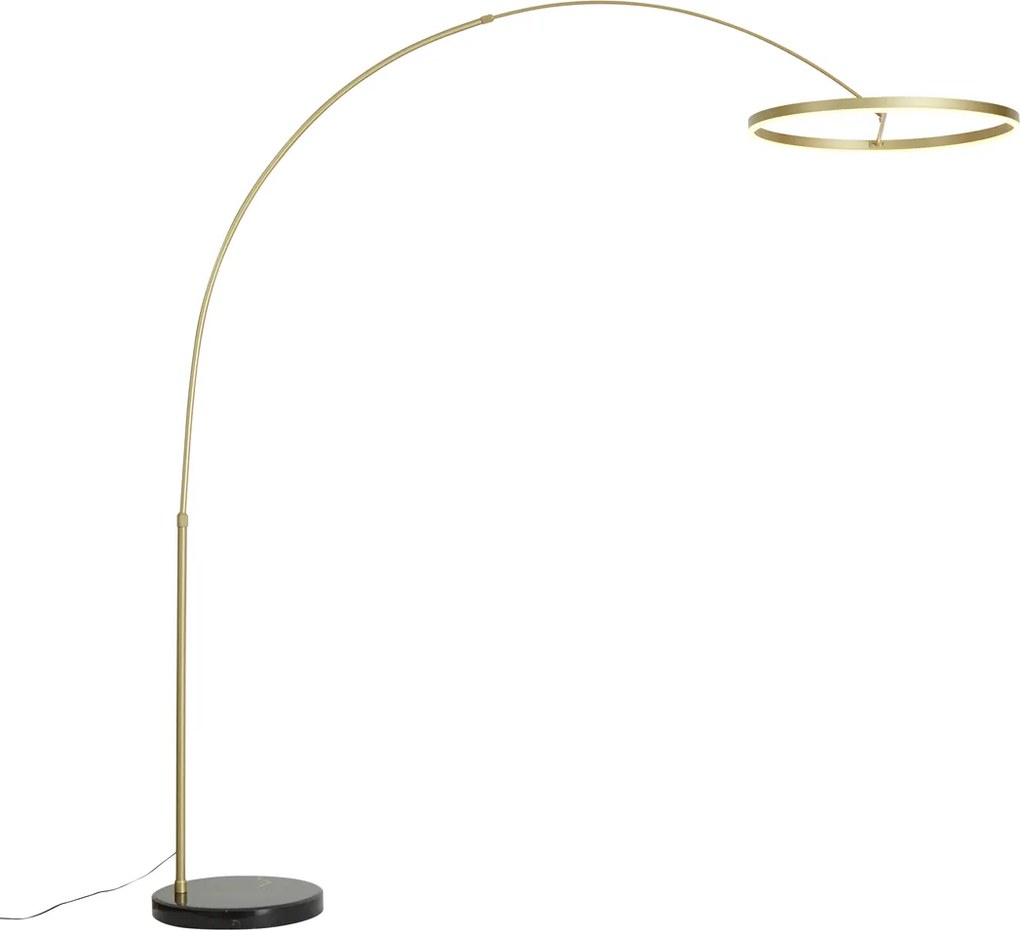 Designová oblouková stojací lampa zlatá vč. LED s 3-stupňovým stmíváním - Anello