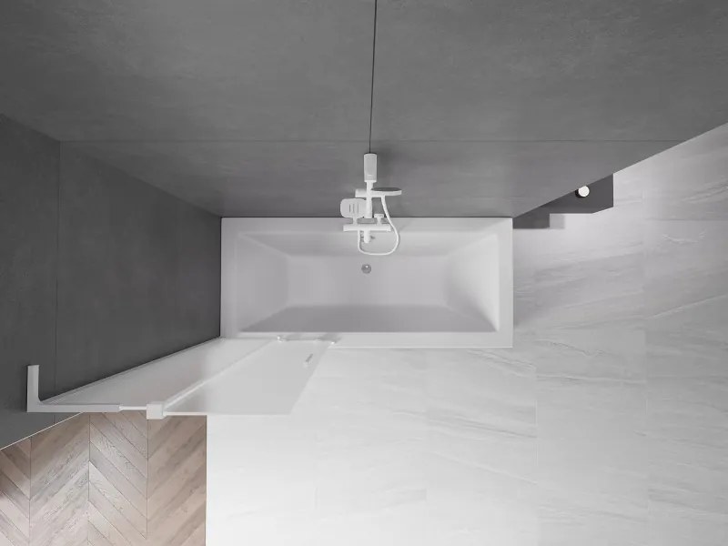 Mexen Velar L, 2-křídlová posuvná vanová zástěna 70 x 150 cm, 8mm sklo námraza, bílá matná, 896-070-003-31-20