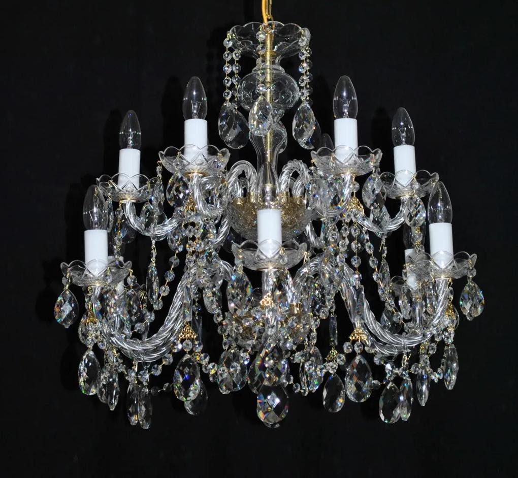 12 Arms silver crystal chandelier with cut crystal body &amp; crystal almonds