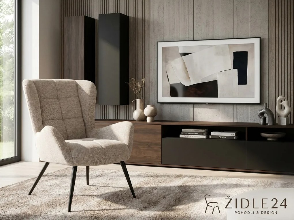 Relaxační křeslo ušák LIKAM - hnědá látka