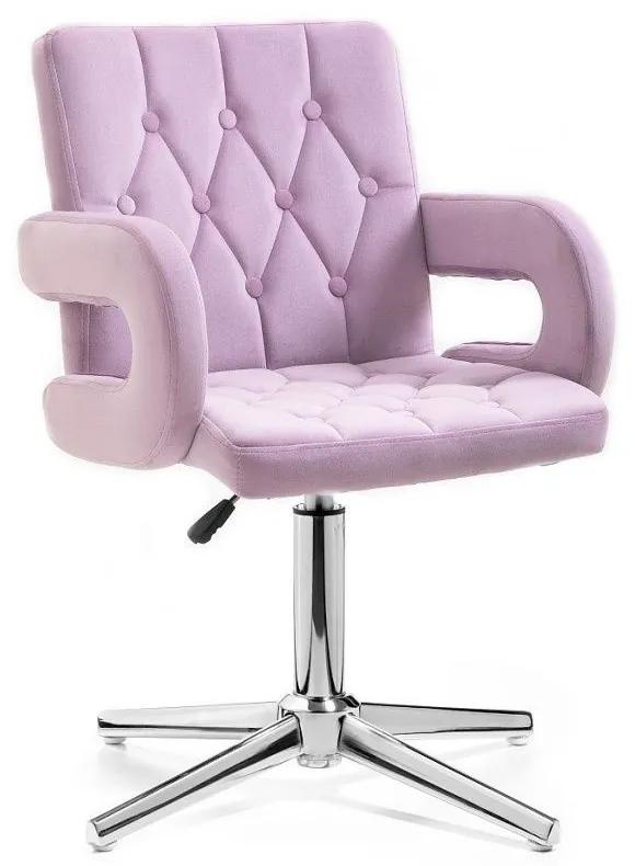 LuxuryForm Židle BOSTON VELUR na stříbrném kříži - fialový vřes