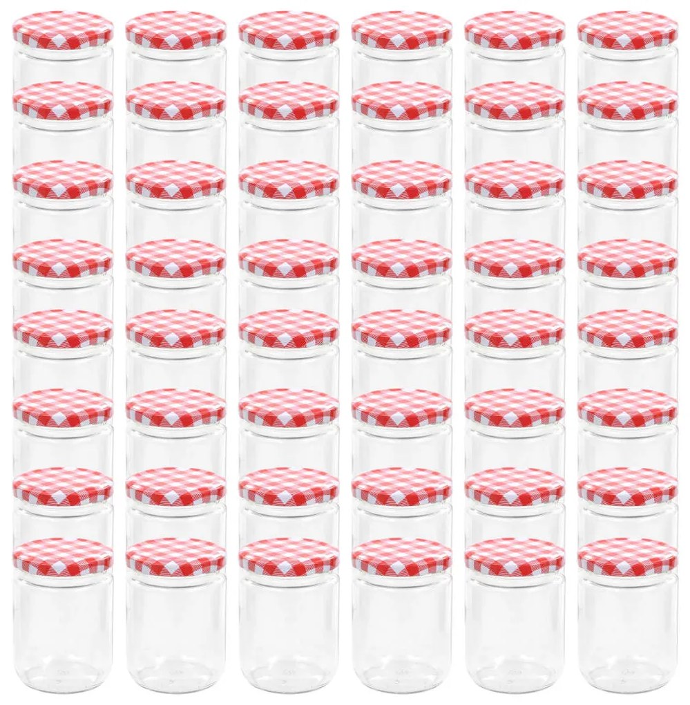 Zavařovací sklenice s bíločervenými víčky 48 ks 230 ml - Default Title
