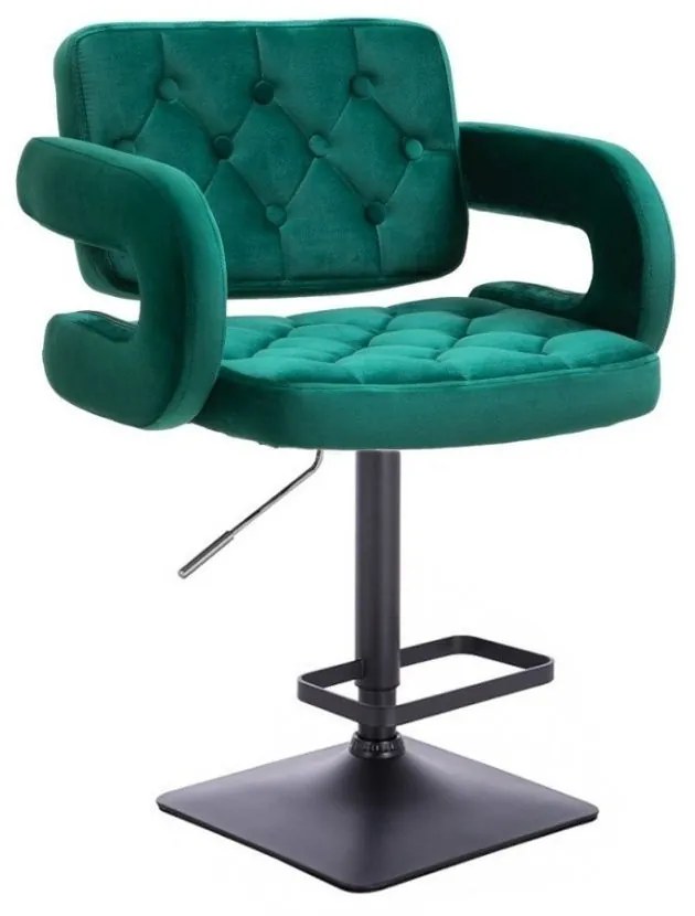 LuxuryForm DESIGN Barová židle  ADRIA VELUR na černé hranaté podstavě - zelená