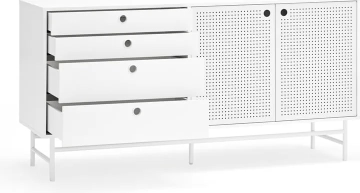 Bílá komoda Teulat Punto, šířka 150 cm