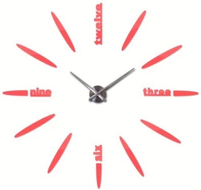 Nástěnné 3D hodiny - motiv jehla Varianta: Růžová, Velikost: 119 cm