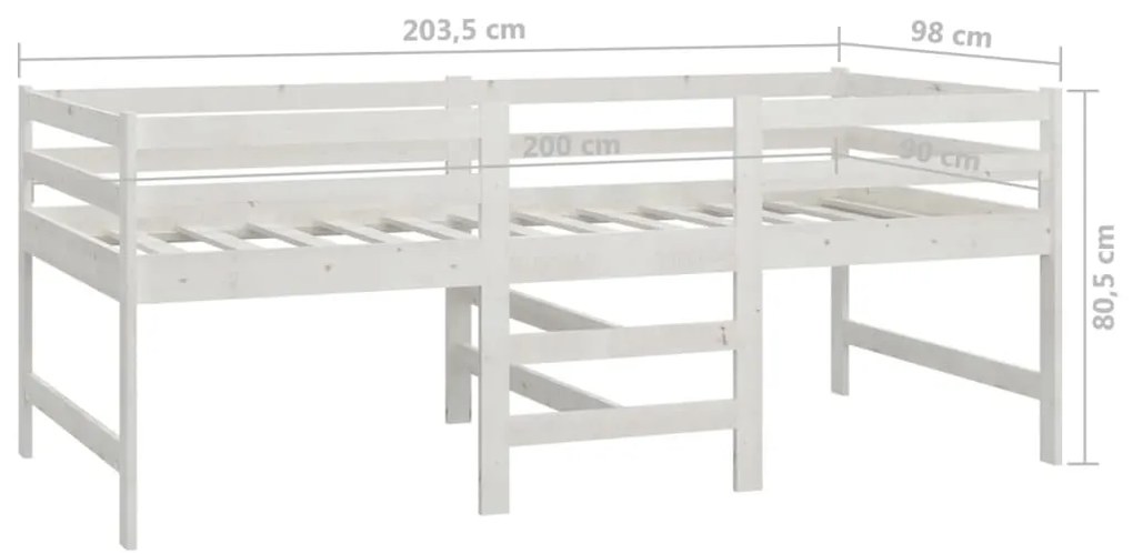 Rám postele bílý 90 x 200 cm masivní borovice,  833096