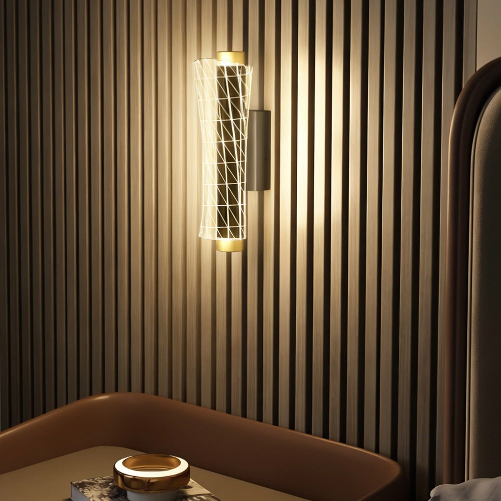 Nástěnné svítidlo vnitřní nástěnné svítidlo s LED světlem, design mřížky, stmívatelné noční svítidlo kovové, černé