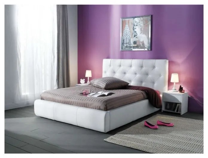 Moderní čalouněná postel TERANO bílá, 180x200 KN nábytek