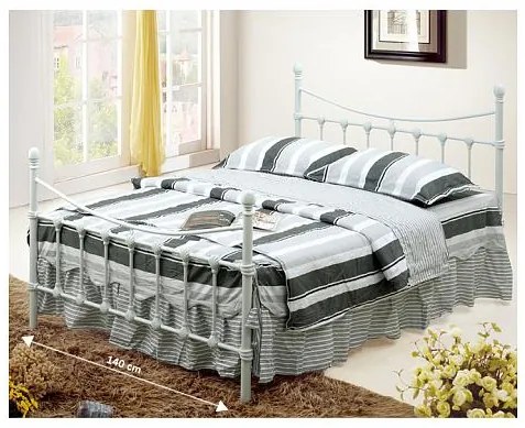 Kovová postel s lamelovým roštem NIEVES, bílá, 140x200cm