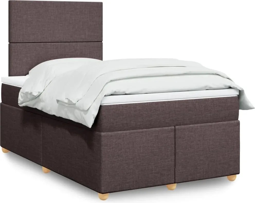 Box Spring Postel S Matrací Textil Tmavě Hnědá Hladký design 120 x 190 cm