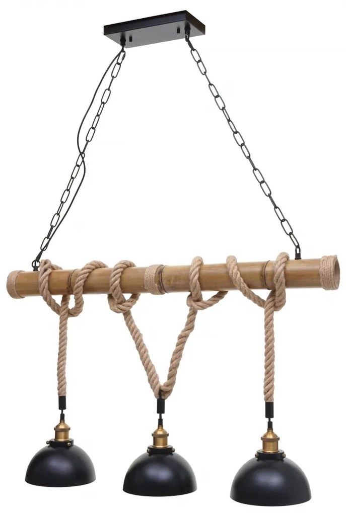 Závěsné svítidlo H82 industrial, kupole 3 74201 - kov / bambus - Černá