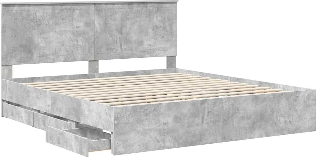 Rám postele s čelo Betonově šedá 180 x 200 cm Inženýrské dřevo 3411092