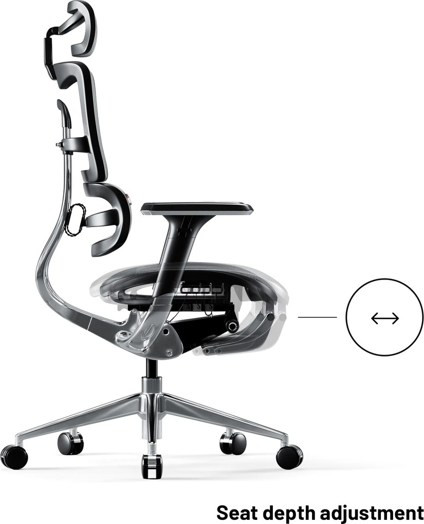Ergonomická kancelářská židle s podnožkou Normal Size, černý-šedý: Diablo V-Master