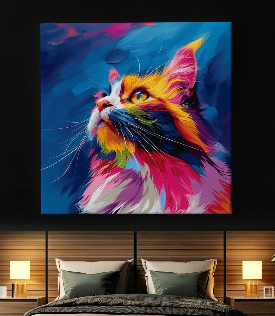 Obraz na plátně - Kočka pozoruje nebe FeelHappy.cz Velikost obrazu: 100 x 100 cm