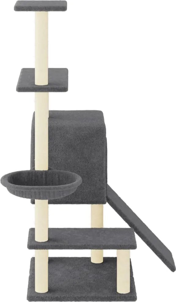 Škrabadlo pro kočky se sisalovými sloupky tmavě šedé 130,5 cm 172042