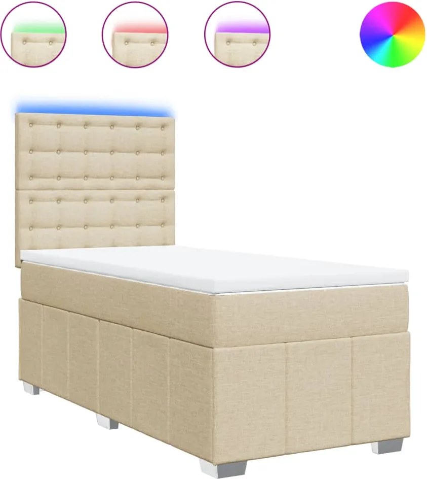 Box spring postel s matrací krémová 80 x 200 cm textil 3293814