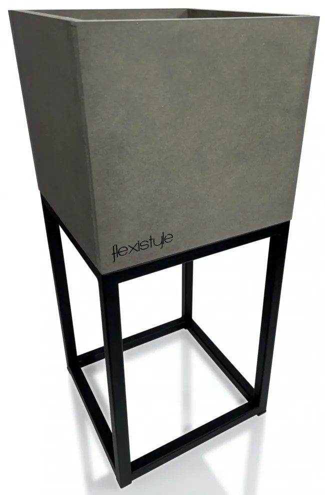 Elegantní šedý kovový květináč LOFT FIORINO 22X22X50 cm