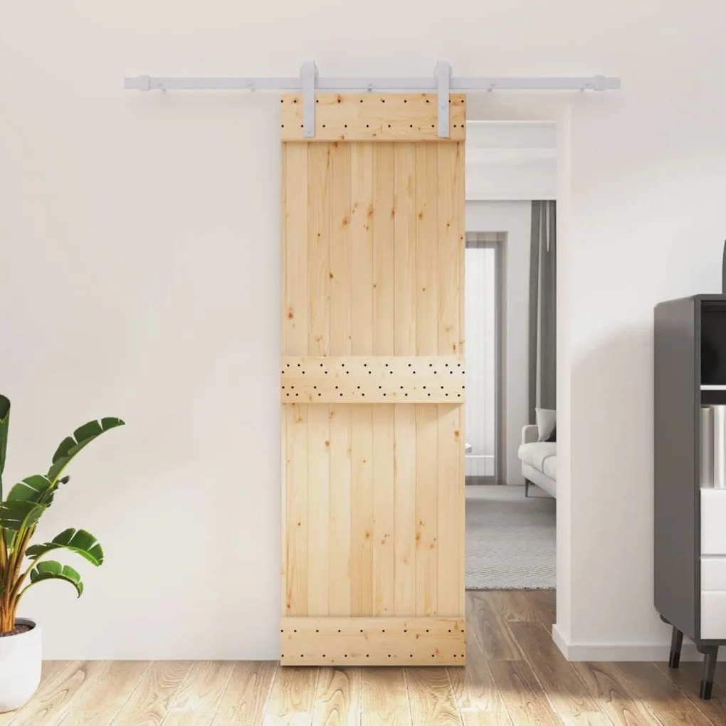 Posuvné Dveře S Kováním 70 X 210 Cm Masivní Borové Dřevo