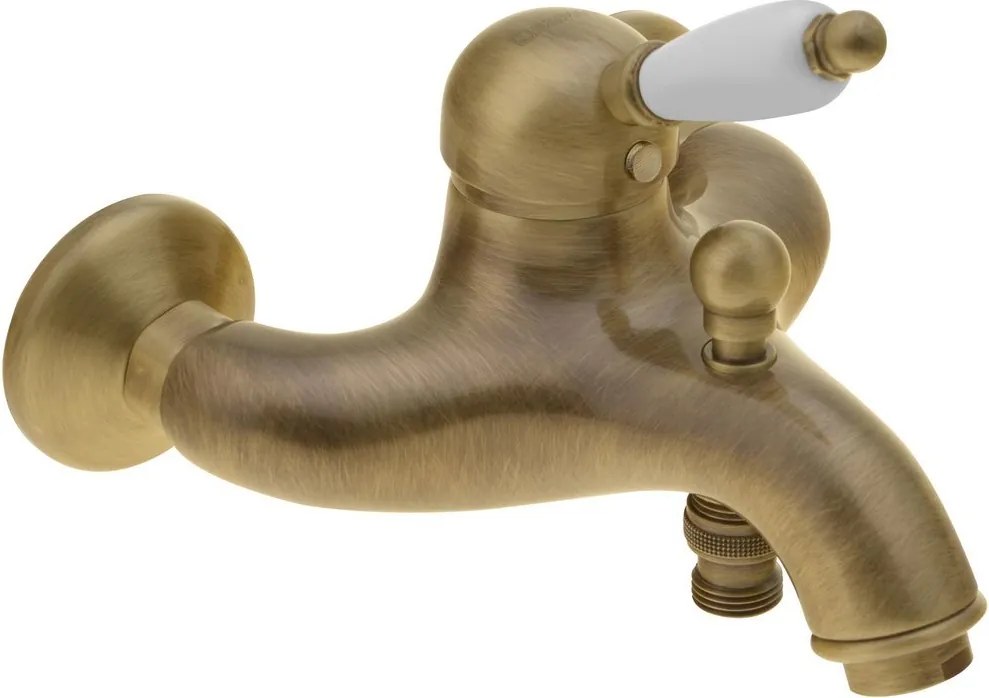 Sapho Sapho, KIRKÉ WHITE nástěnná vanová baterie, bílá páčka, bronz, KI10BB