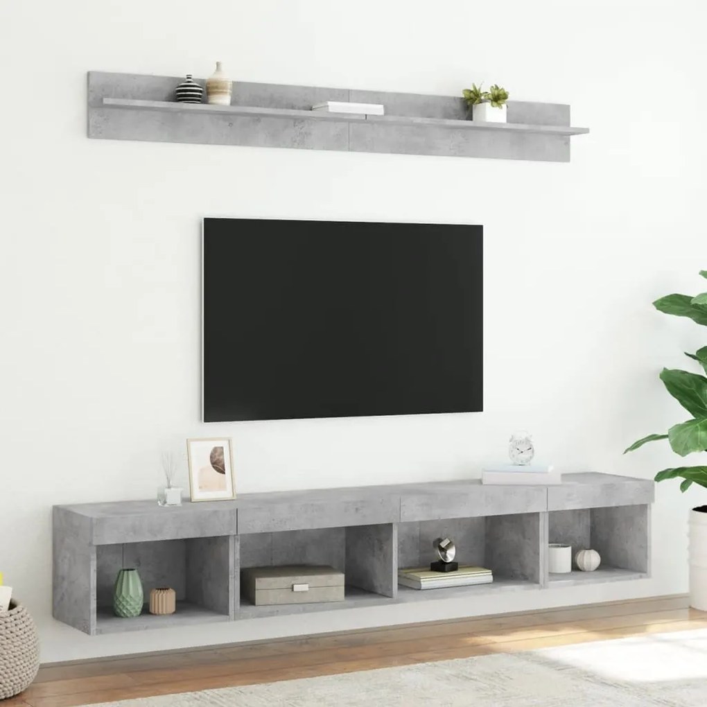 5dílná obývací stěna s LED betonově šedá kompozitní dřevo 3216685