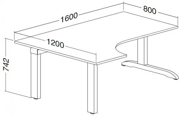 Ergonomický stůl ProOffice C 180 x 120 cm, levý / Buk