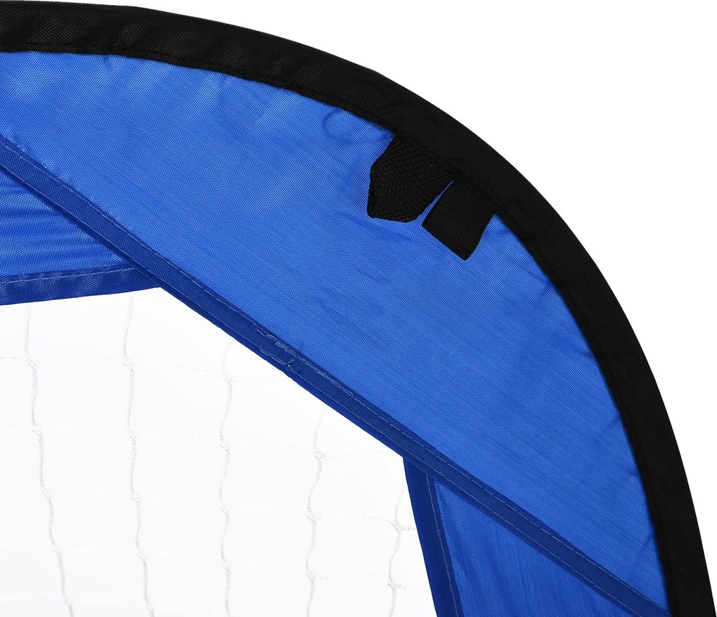HOMCOM Pop Up fotbalové branky Sada 2 přenosných skládacích mini branek s taškou na přenášení Modrá 123x80x80 cm pro zahradní a sportovní aktivity | …