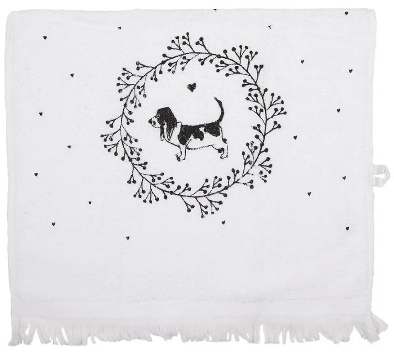Bílý froté kuchyňský ručník s pejskem Lovely Grey Dogs - 40*66cm