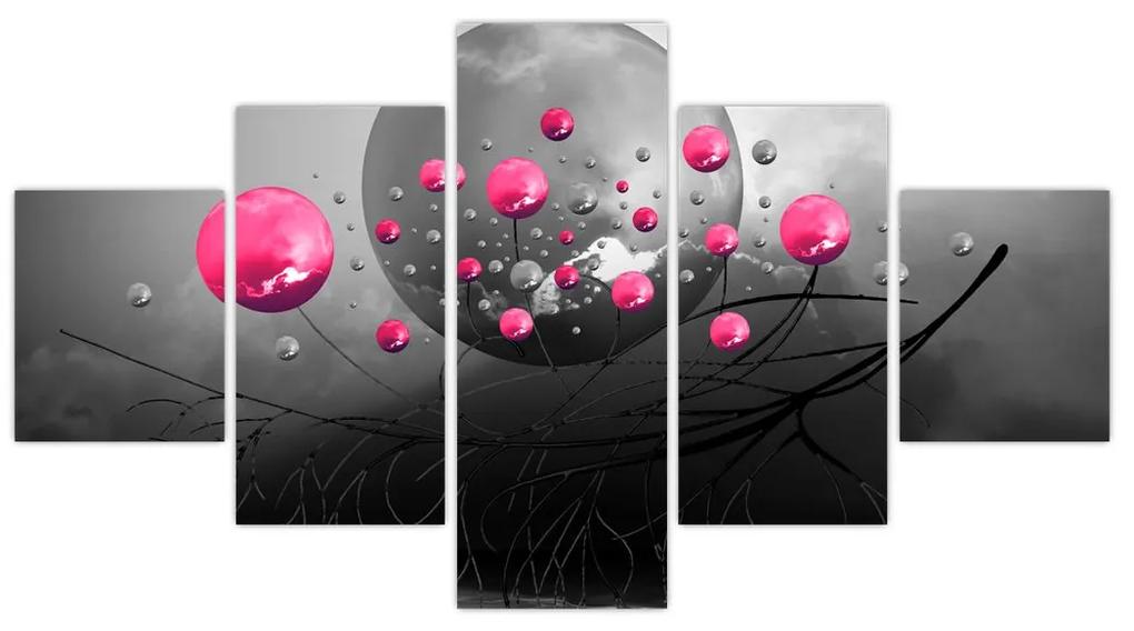 Obraz růžových abstraktních koulí (125x70 cm)