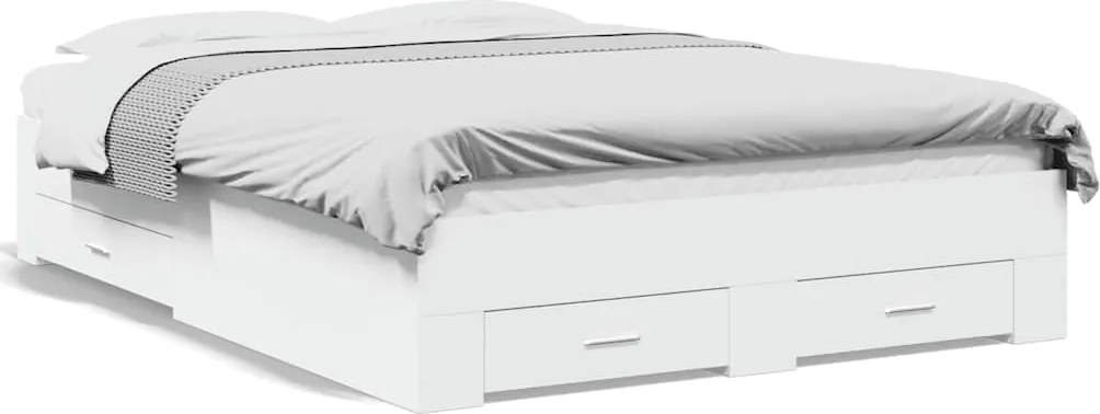 Rám postele se zásuvkami bílý 135 x 190 cm kompozitní dřevo 3280405