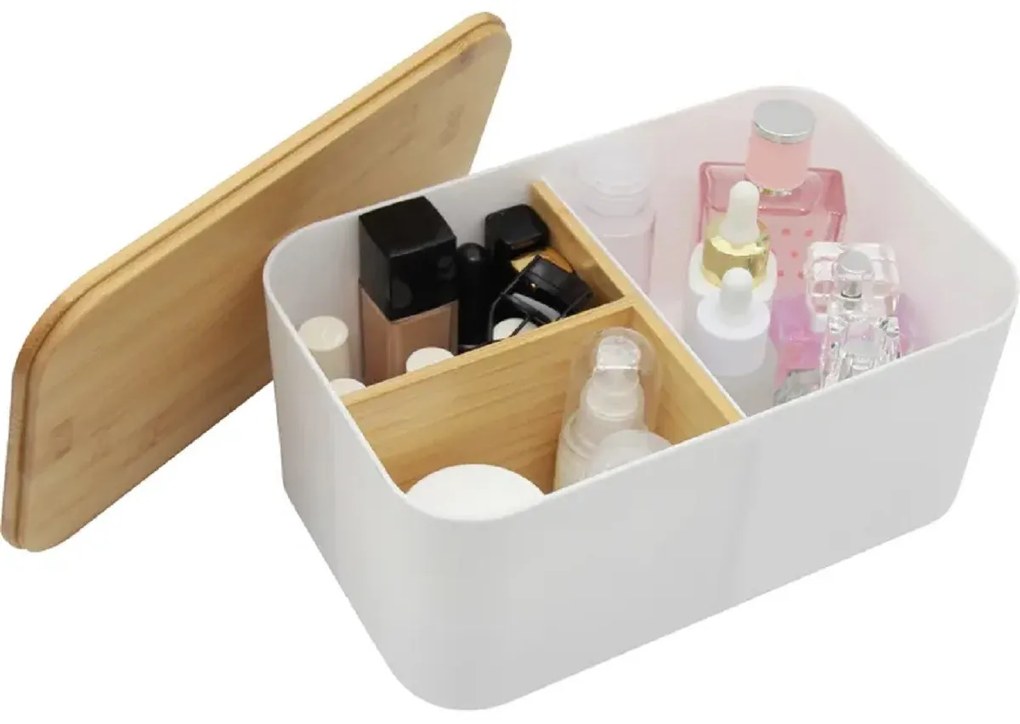 Senseo Kosmetický organizér s bambusovými přepážkami a víkem, SENBOO 24x15x11