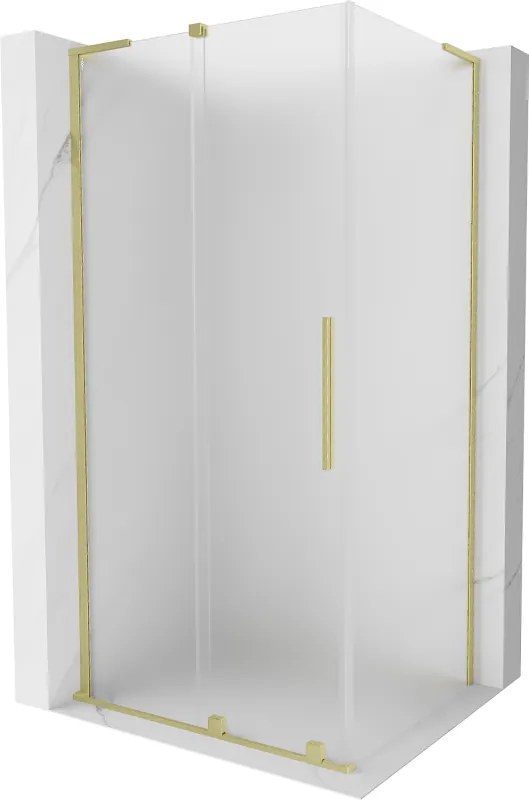 Mexen Velar L, sprchový kout s posuvnými dveřmi 90 x 75 cm, 8mm sklo námraza, zlatá matná, 871-090-075-33-55