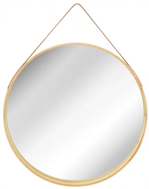 Well LOT SH50 W74118 závěsné kulaté zrcadlo na pásku 50 cm - světle hnědá