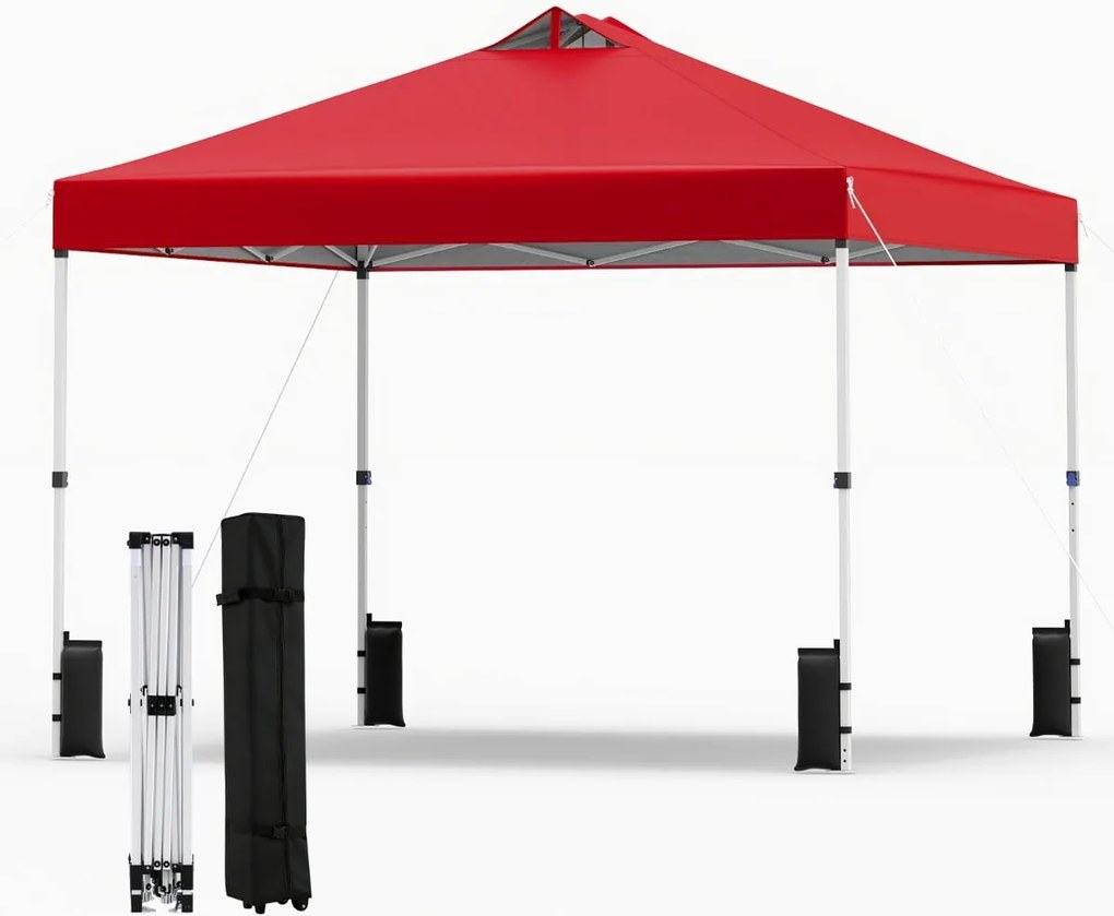 Costway Výsuvný pavilon s 4 pytle s pískem a kolíky a lana skládací – 3 × 3 m