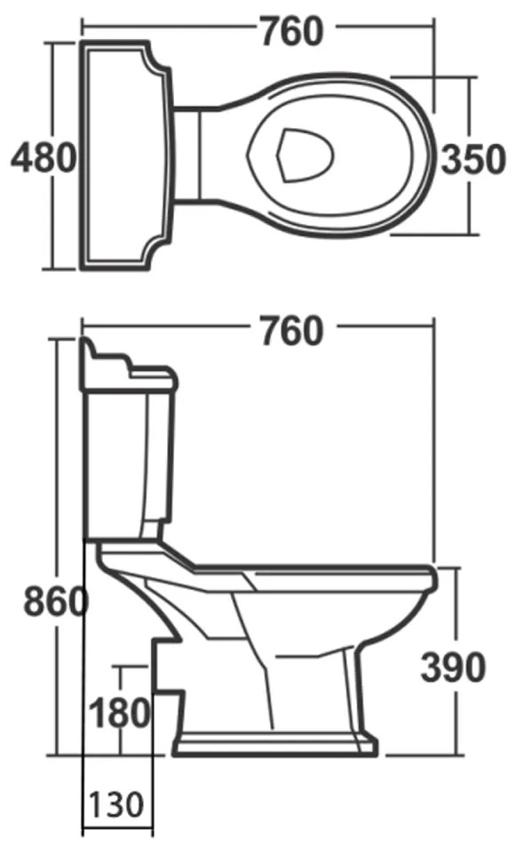 Aqualine ANTIK WC kombi mísa, bílá AK107-432