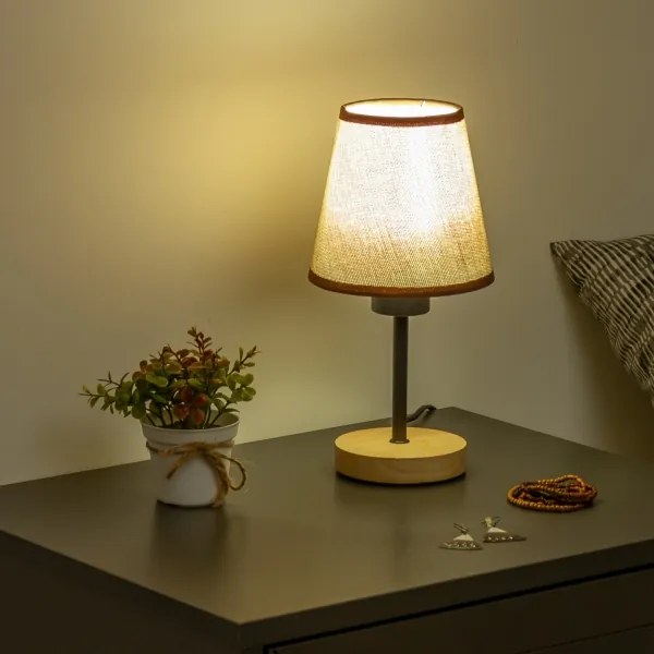 Brilagi - Stolní lampa NUBILA WOOD 1xE27/25W/230V dub/hnědá