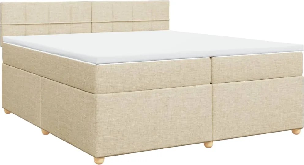 Box spring postel s matrací krémová 200x200 cm textil 3286792