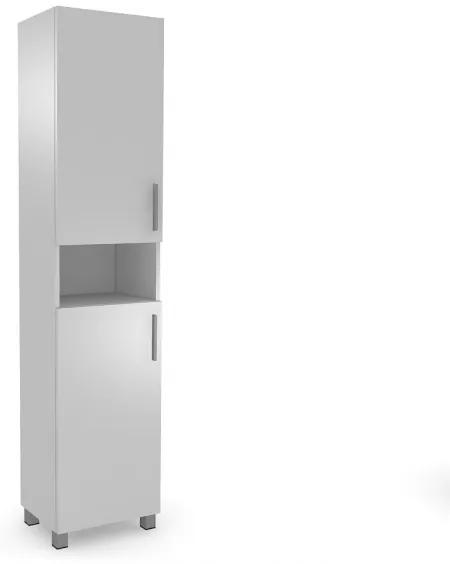 Bílá koupelnová skříňka vysoká Nyan levá