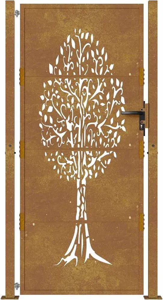 Zahradní branka 100 x 200 cm z cortenové oceli, design stromu 153165