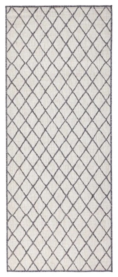 Šedo-krémový venkovní koberec Bougari Malaga, 80 x 250 cm