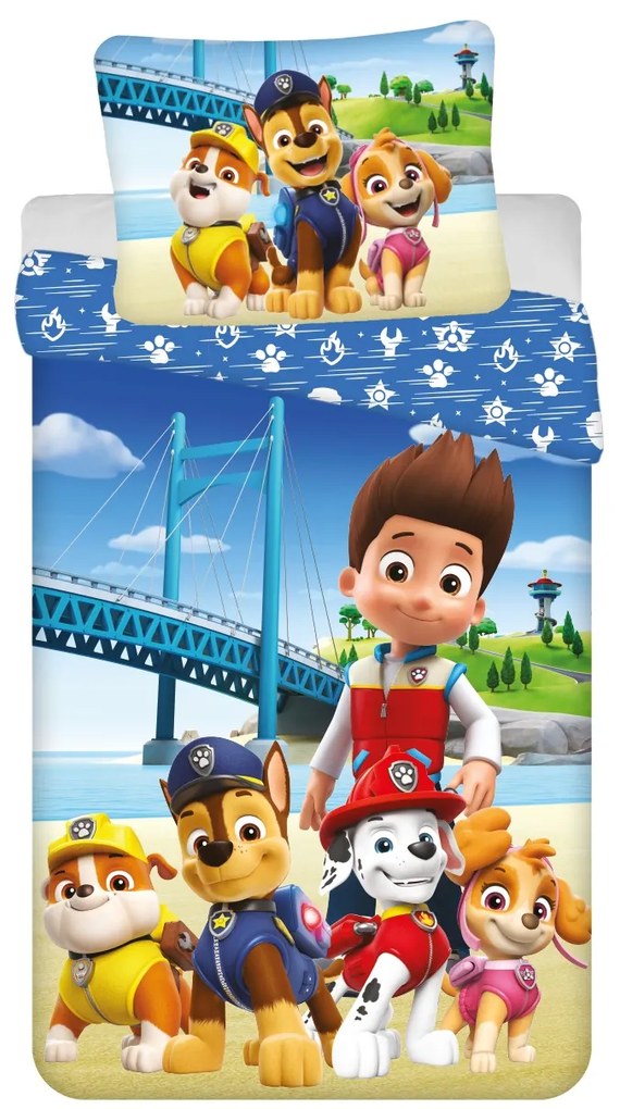 Dadka Vracov Dadka Paw Patrol 457 Bridge dětské bavlněné povlečení Rozměr: 1x 70 x 90 a 1x 140 x 200 cm