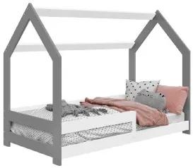 Eoshop Dětská postel Domek 80x160 cm D5 + rošt a matrace ZDARMA - šedá / bílá